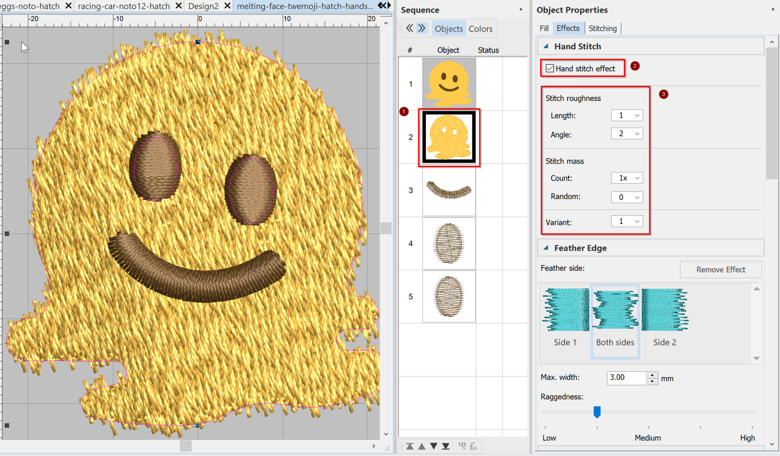 Hatch Embroidery 3 - parametrize embroidery objects - ArboresTechWiki