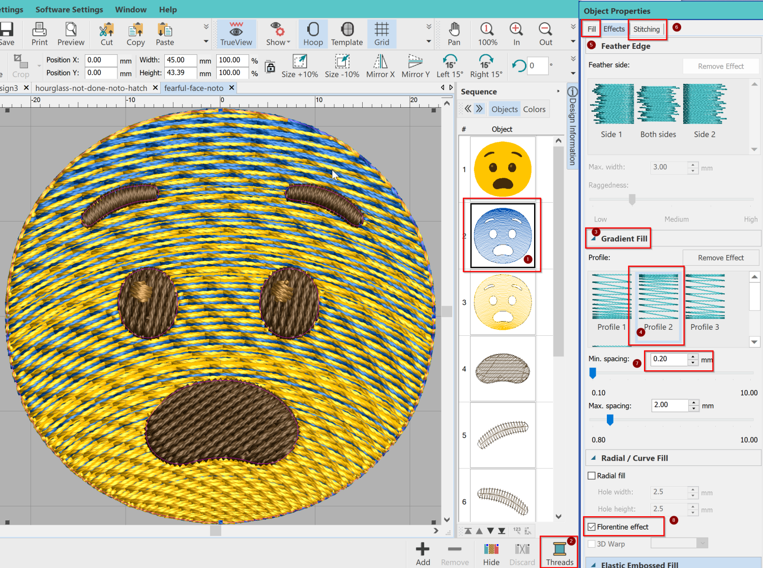 Hatch Embroidery 3 - parametrize embroidery objects - ArboresTechWiki