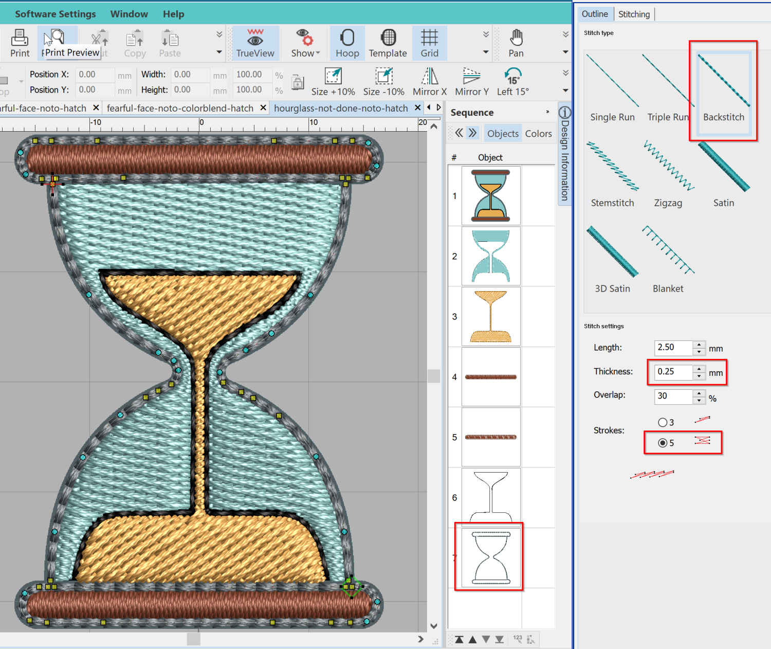 Hatch Embroidery 3 - parametrize embroidery objects - ArboresTechWiki